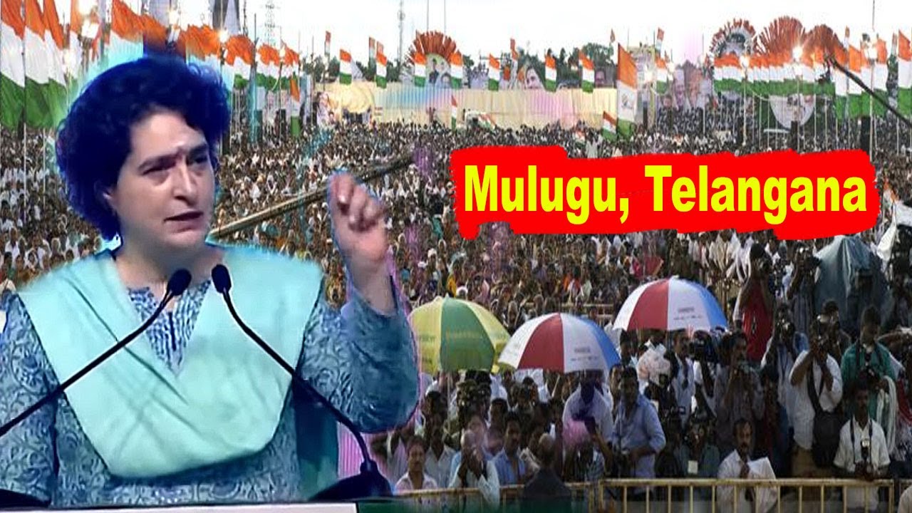 Priyanka Gandhi Excellent Speech At Congress Rally in Mulugu, Telangana ...