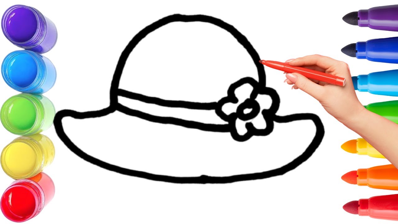 How To Draw cute hat Drawing, Painting & Coloring For Kids and Toddlers ...