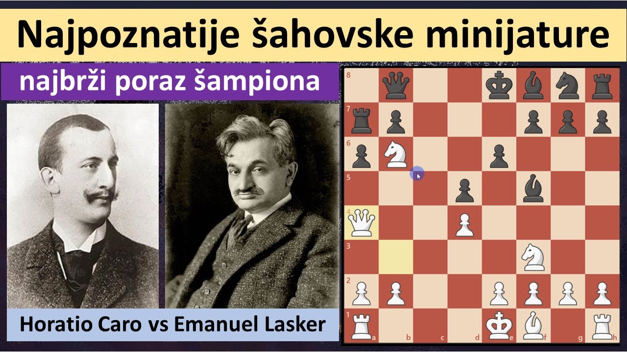 Šahovske minijature - najbrži poraz prvaka sveta - Horatio Caro vs ...