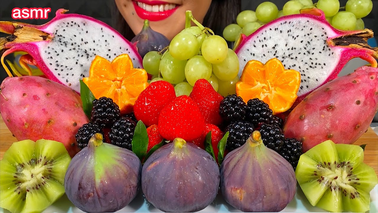 ASMR FRESH FRUIT PLATTER *MAKAN BUAH SEGAR* ताजे फल खाएं MASSIVE Eating ...