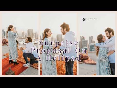 Surprise Proposal on a Helipad | Doha | Qatar | Roma Dominguez Photography