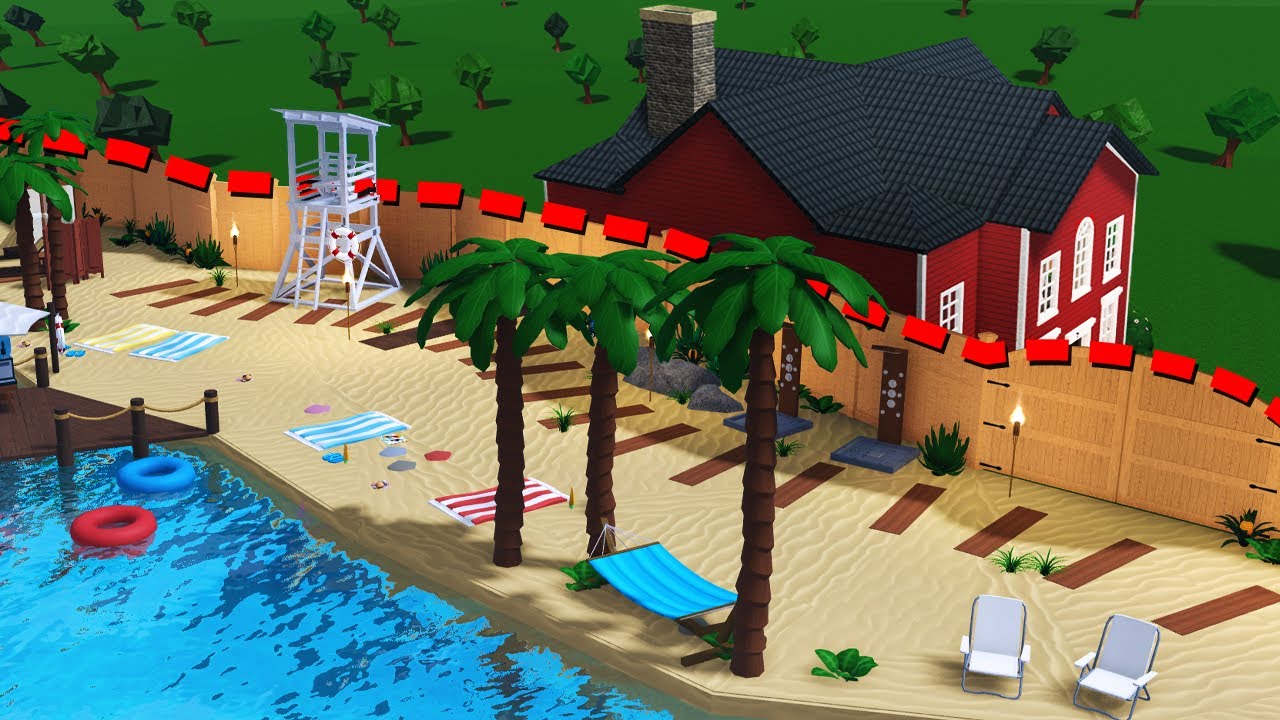 Bygger en LYXSTRAND på min tomt i Bloxburg - YouTube