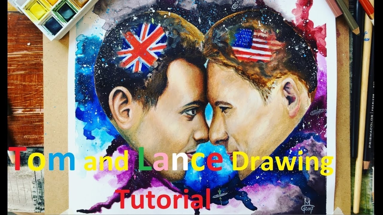 Tom Daley and Lance Black drawing/painting Tutorial - YouTube
