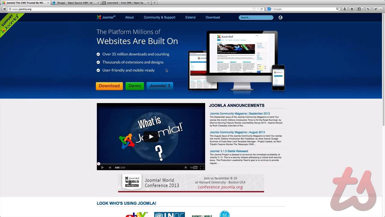Wordpress vs Squarespace vs Joomla vs Drupal vs Concrete5: Five CMS Platforms - YouTube