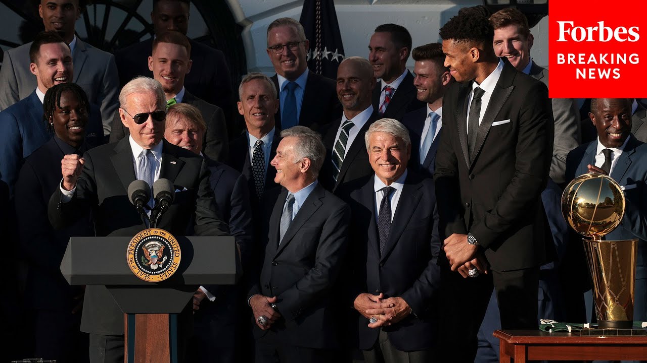 Biden Welcomes Milwaukee Bucks To The White House - YouTube