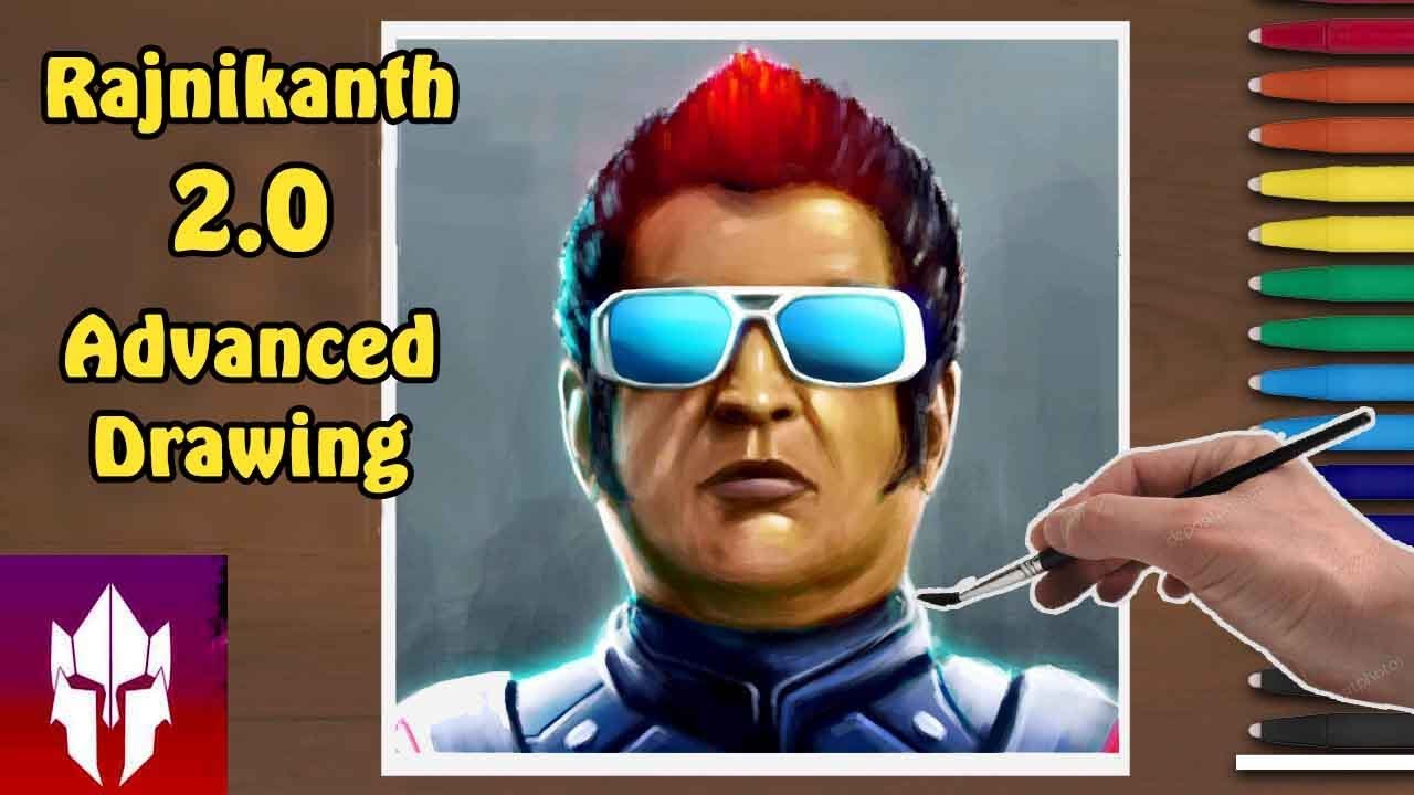 Drawing 2.0 Rajinikant Drawing Chitti - Digital Painting - 2.0 Akshay ...
