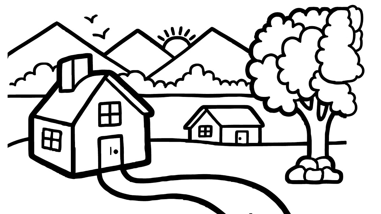 Home | How to draw HD House drawing || Step by step Colouring house ...