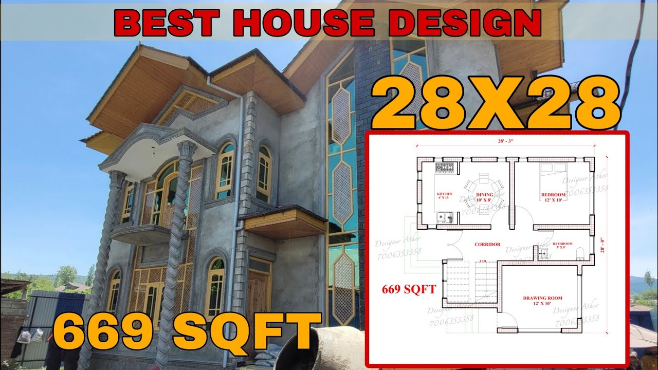 Tiny house design | 669 sqft 28x28 | Beautiful House - YouTube
