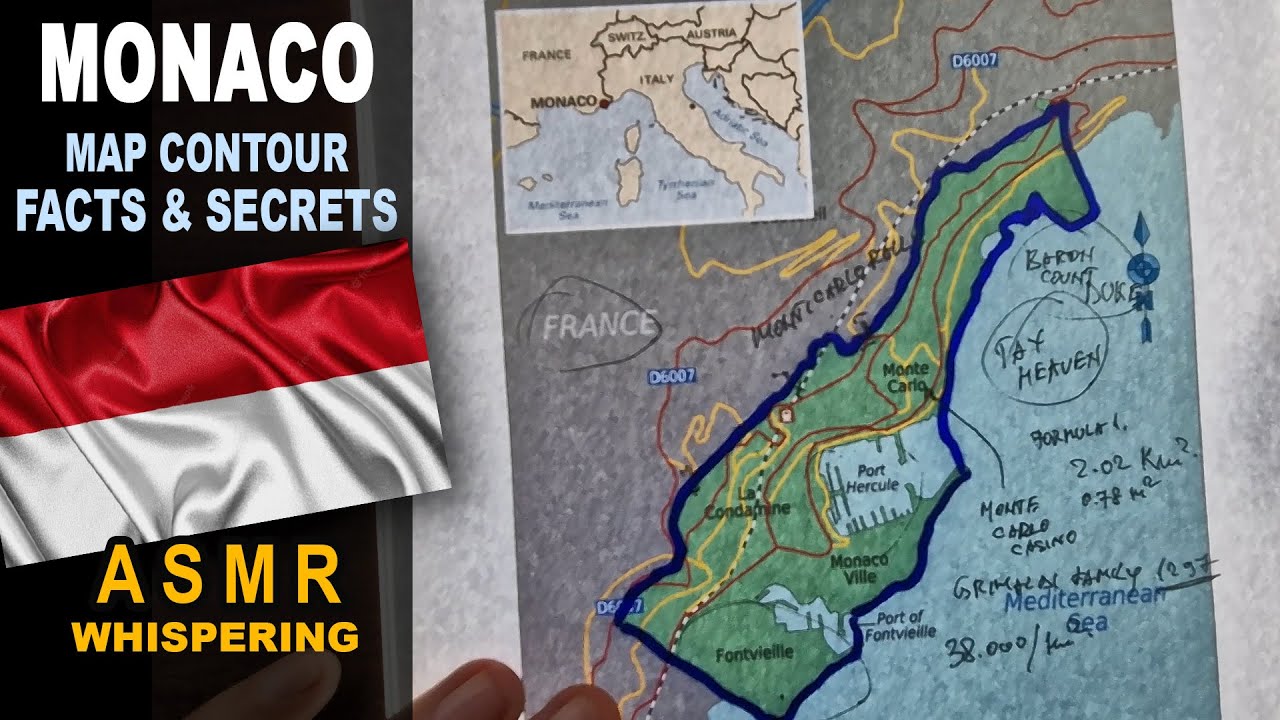 ASMR: Map of MONACO tracing with facts | Main CITIES less known facts ...
