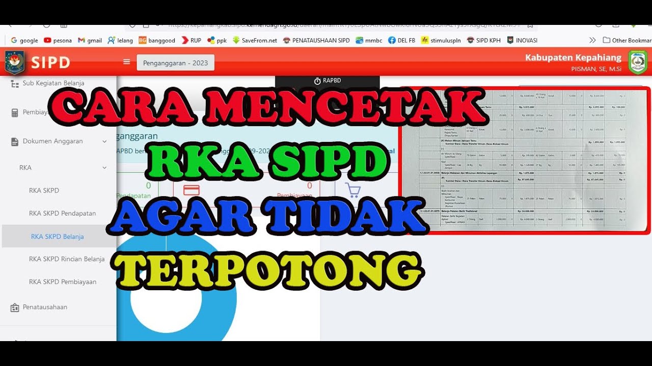 Cara Mencetak RKA SIPD Agar Tidak Terpotong - YouTube