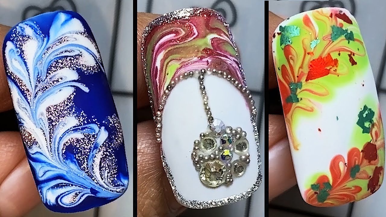 Drag Marble nail art compilation | Christmas DIY Nail Art Ideas #345 ...