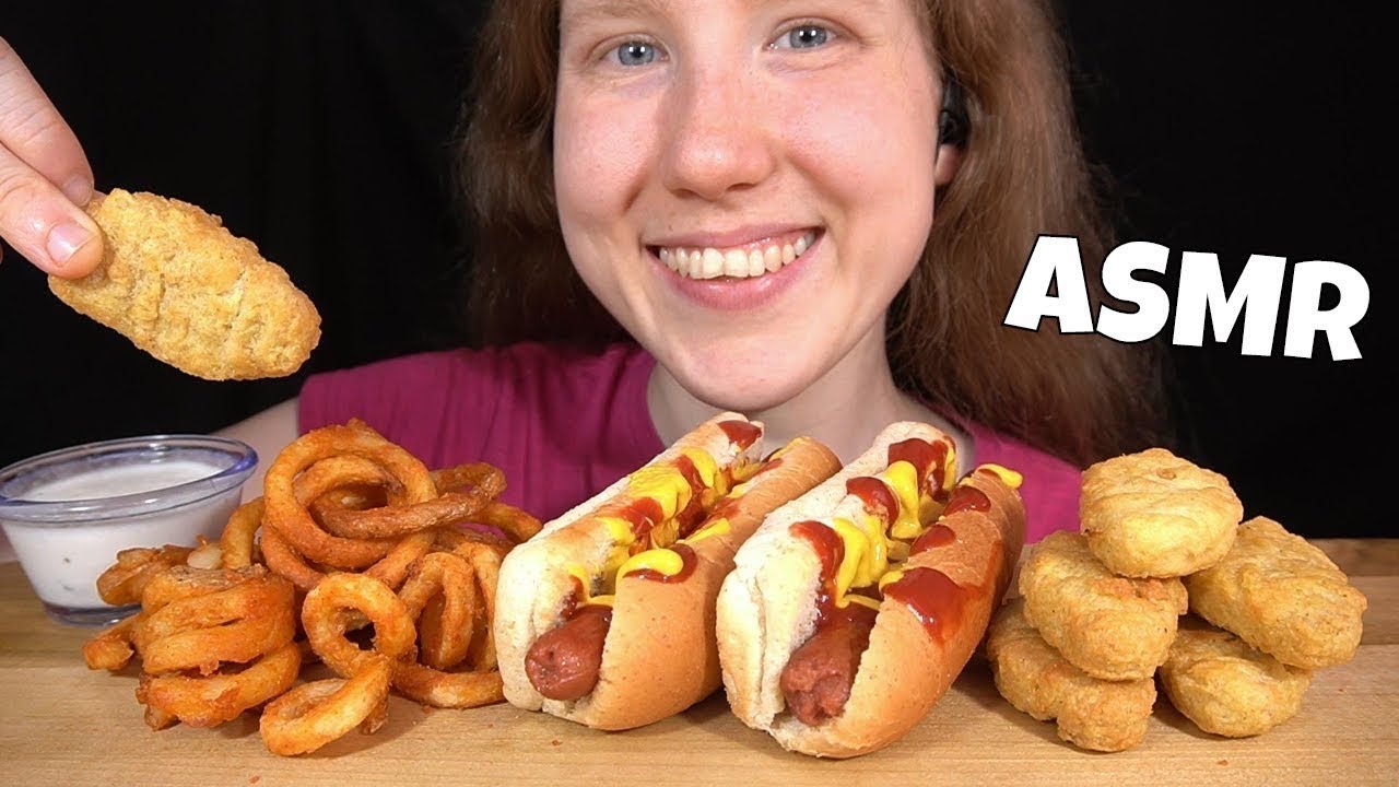 ASMR HOT DOGS & CURLY FRIES MUKBANG (No Talking) EATING SOUNDS - YouTube