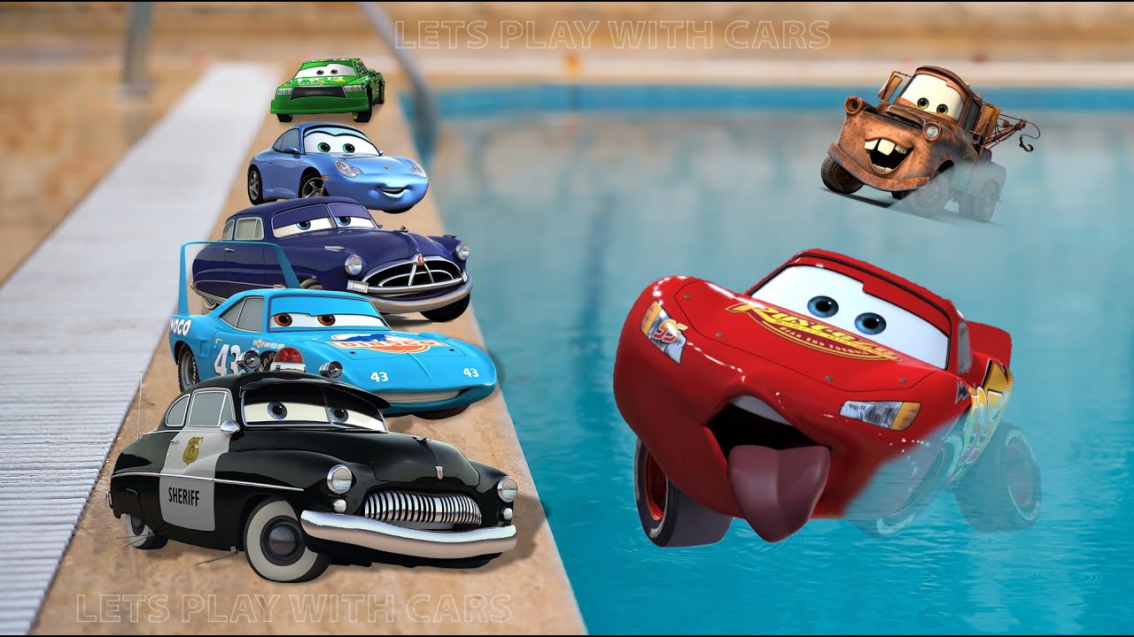 Disney Pixar Cars Fall Into The Water Lightning McQueen, Cruz Ramirez ...