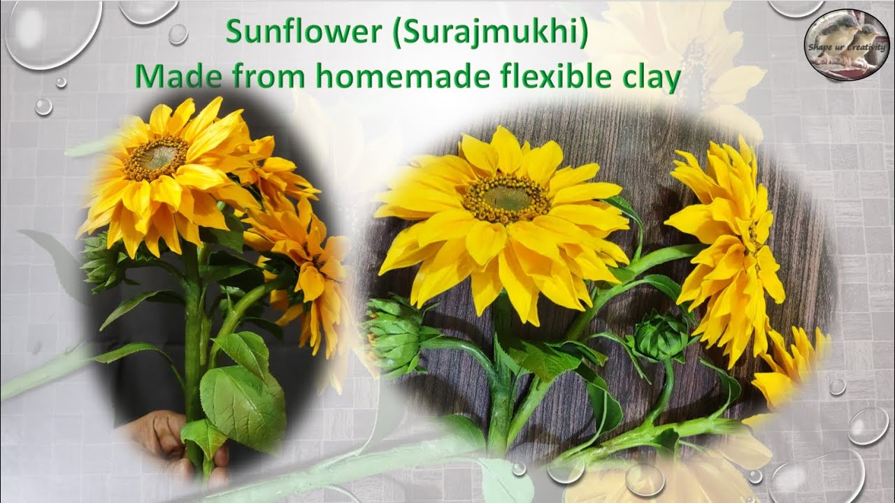 Tutorial: Sunflower (Surajmukhi) made from homemade flexible clay..DIY ...
