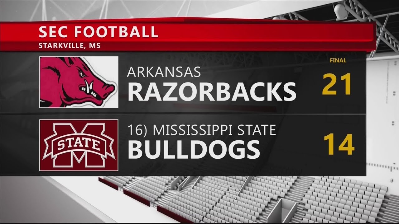Arkansas defeats Mississippi State 21-14 - YouTube