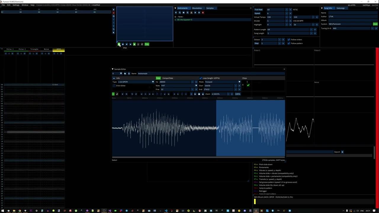 Furnace-B NES DPCM sample custom loop point - YouTube