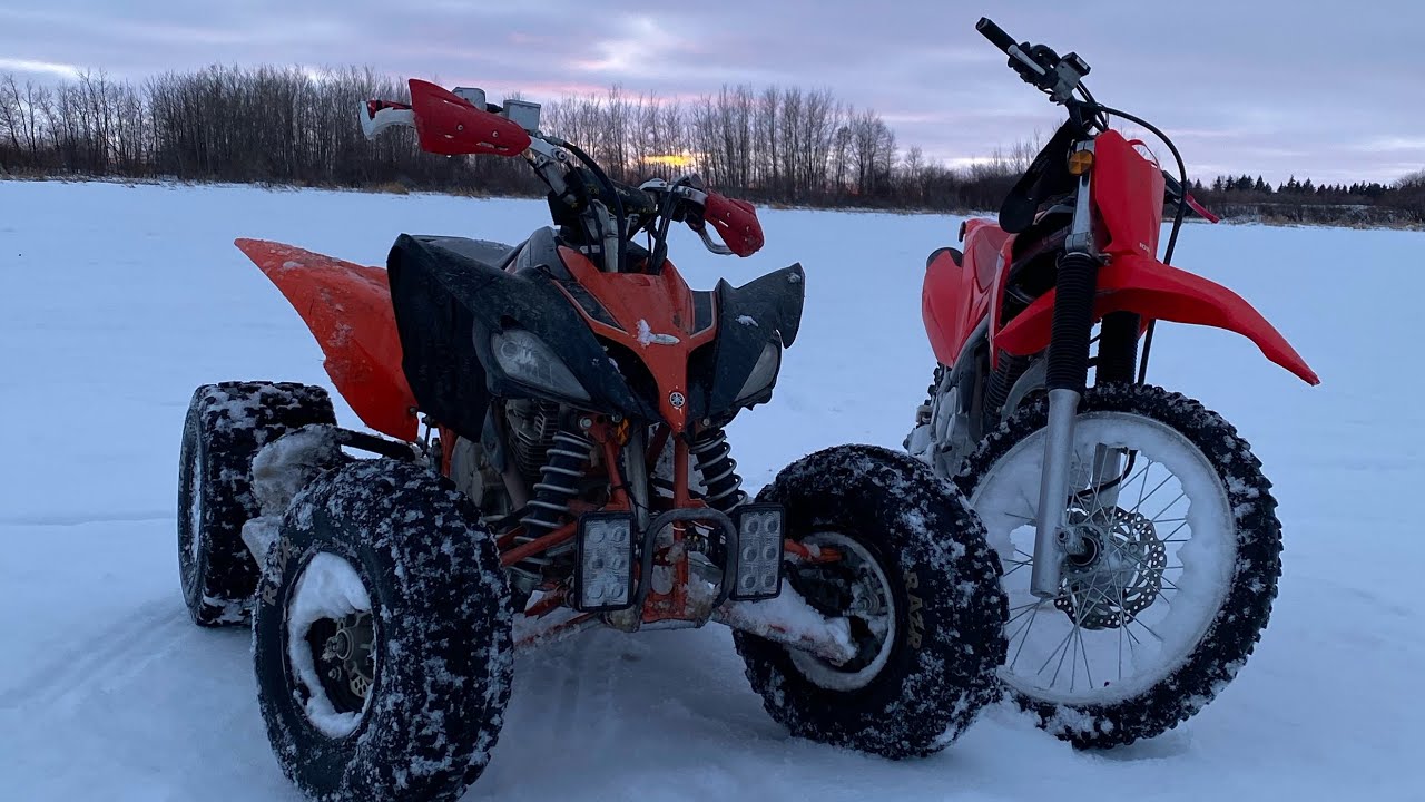 +1 Winter Quad ride - Honda - Yamaha Raptor Ripping! - YouTube