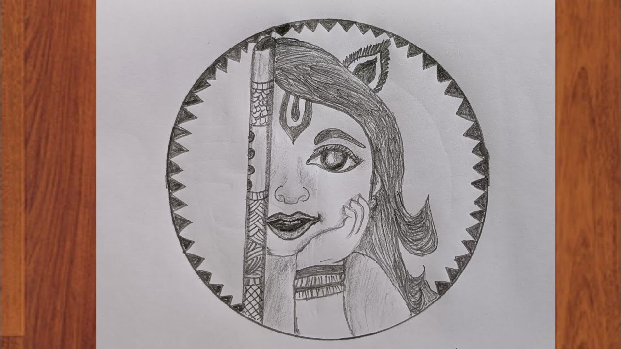 How to draw Krishna Half face || Easy drawing for beginners || SK ...