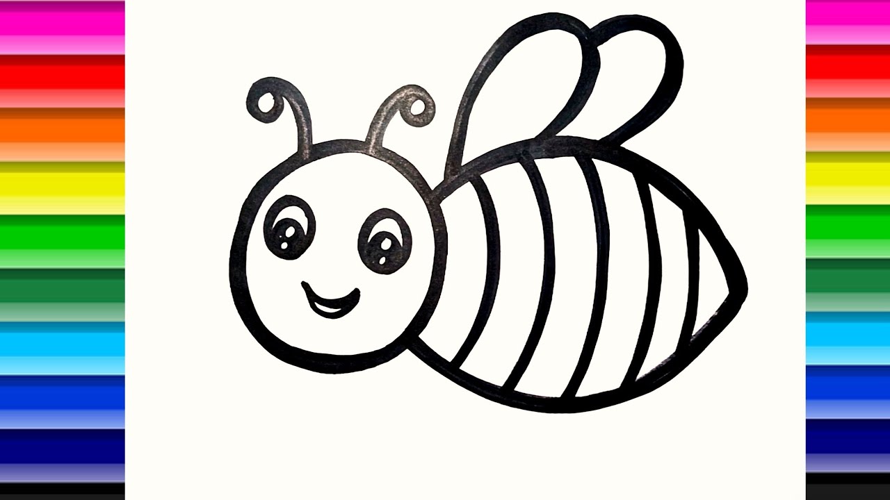 How to draw Bee Drawing, Colloring and Painting for kid's Toddlers and ...