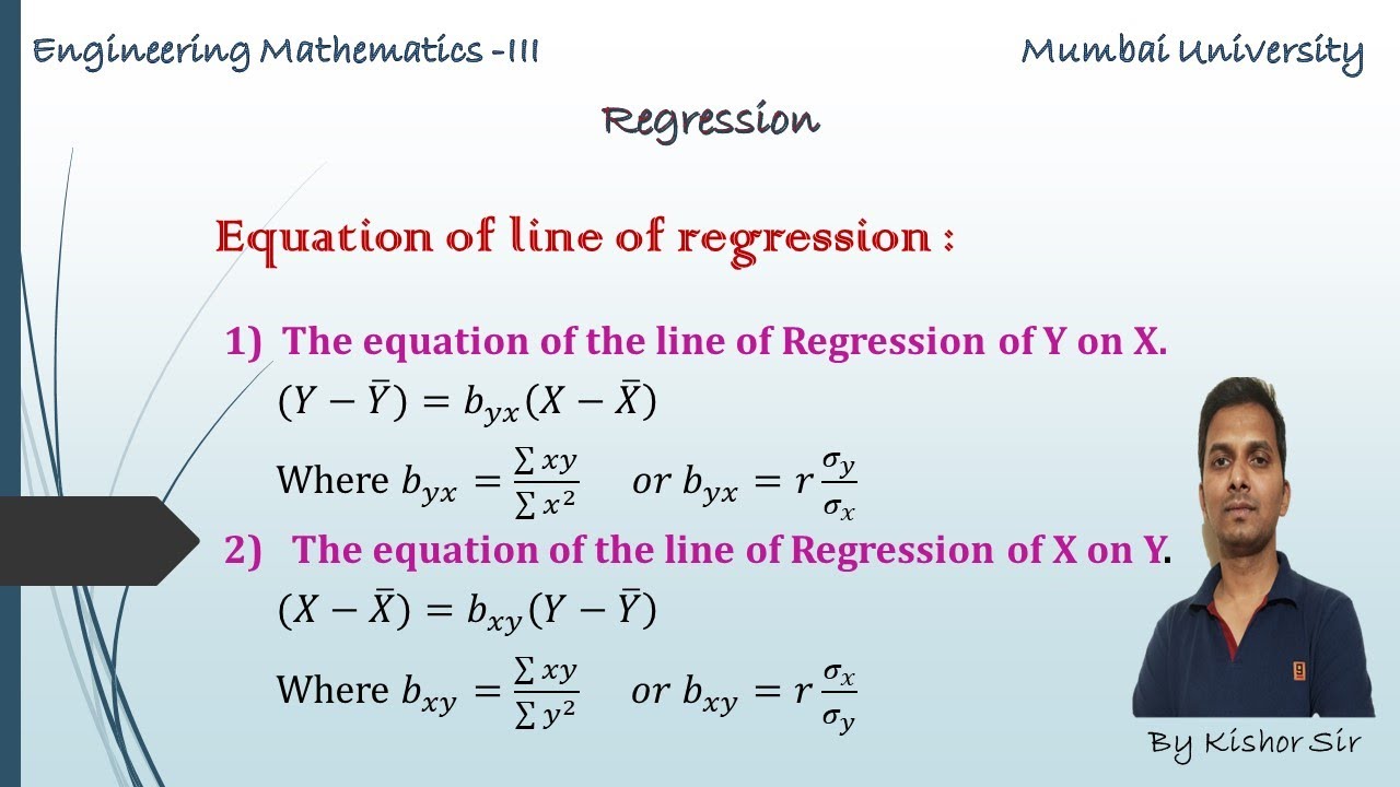 Equation of Line of Regression||Lecture 1||Regression||Engineering ...
