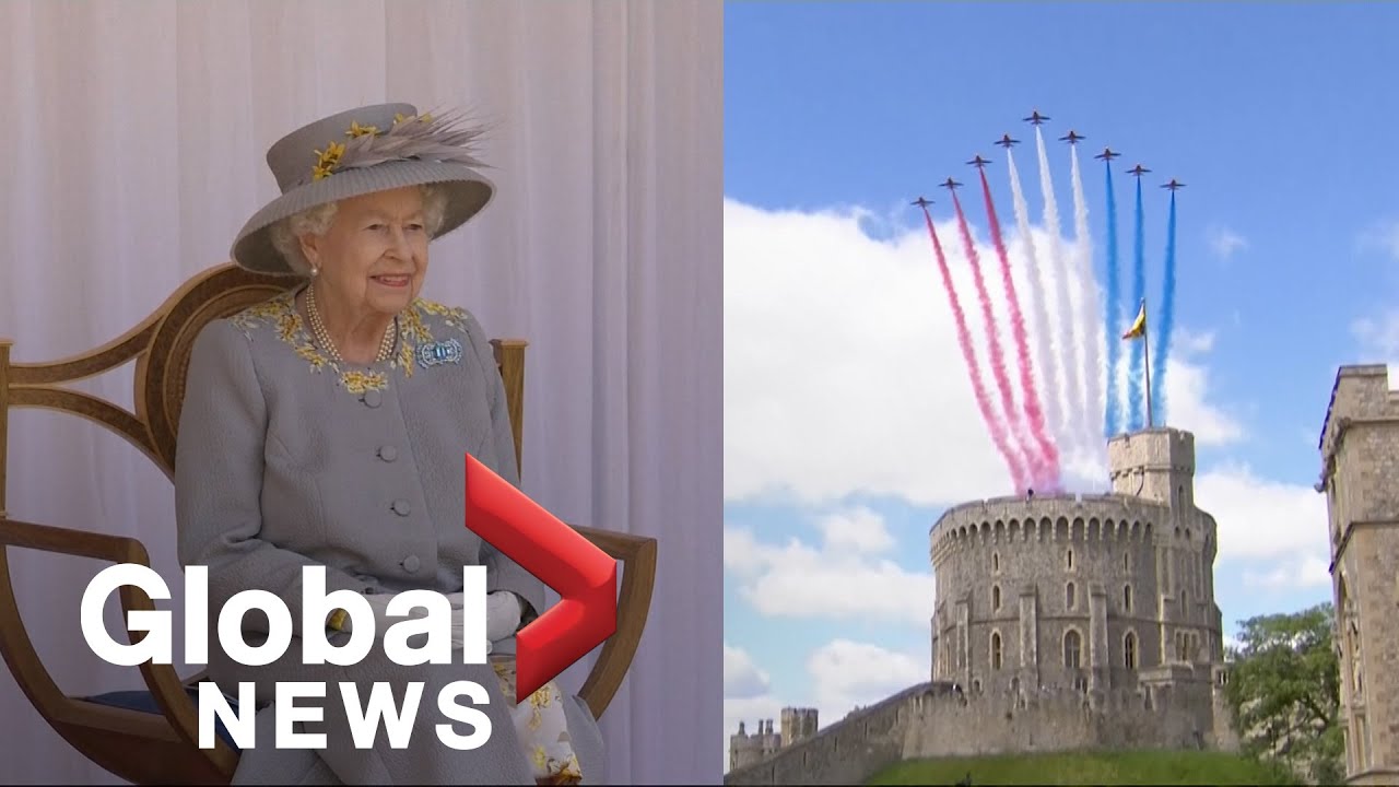 Queen Elizabeth II marks official birthday with military parade - YouTube