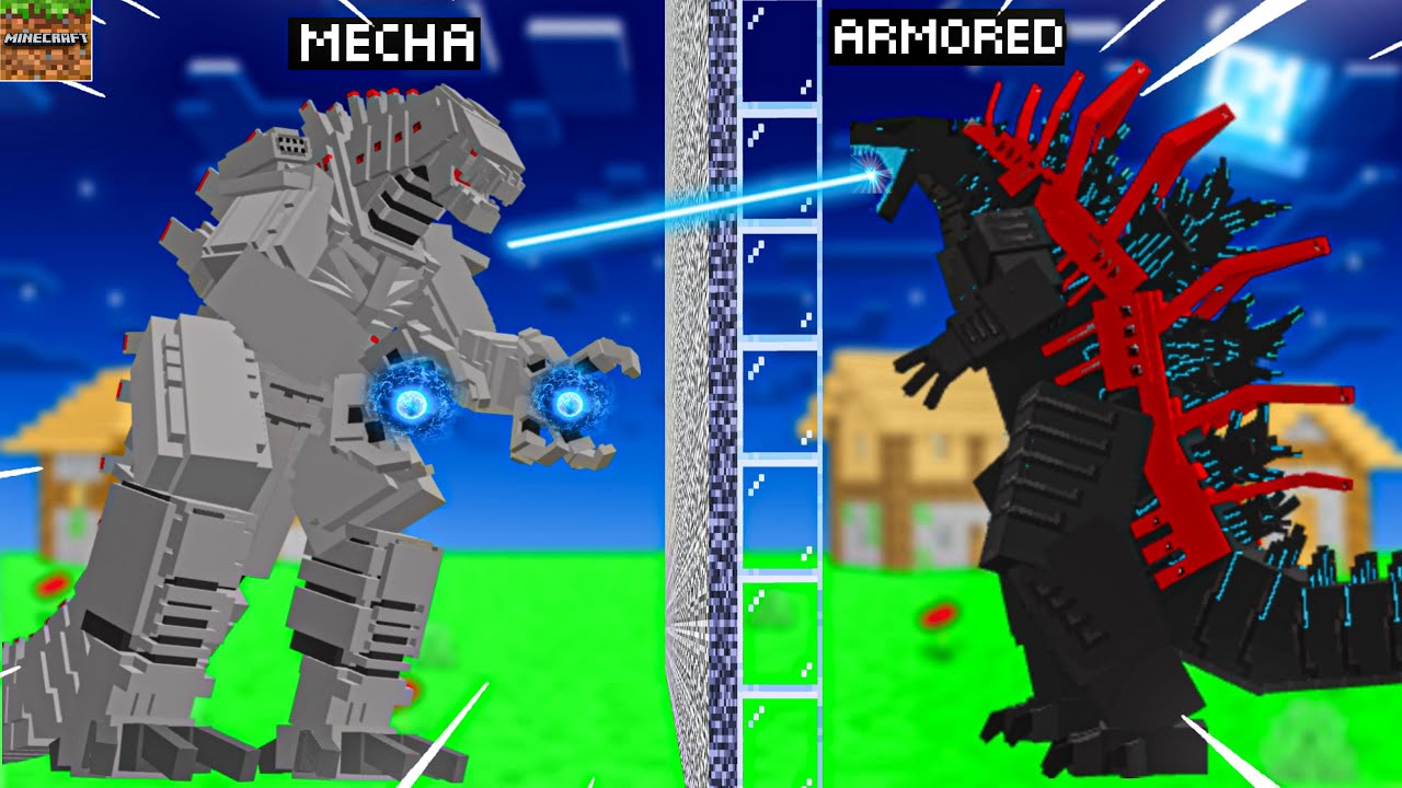 Minecraft Monster Fight : Mecha Godzilla Vs Armored Godzilla - YouTube