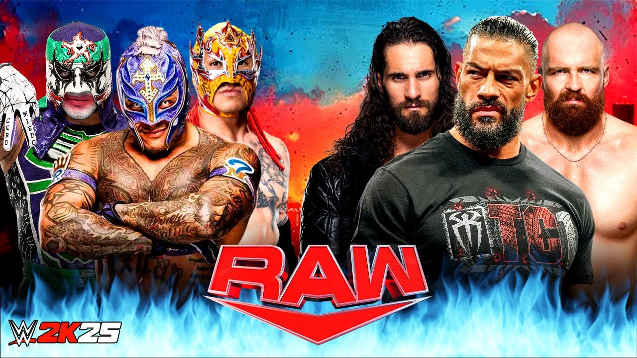 Rey Mysterio Penta & Rey Fenix vs Roman Reigns Seth Rollins Jon Moxley ...