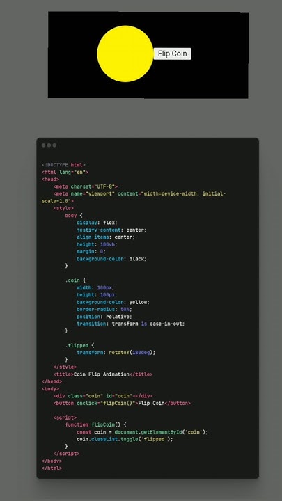 Coin Flip Animation Using Html Css And Javascript Shorts Coding Html Youtube