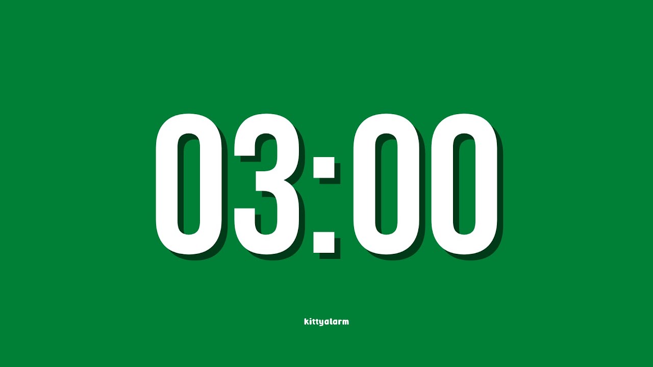 3-minute SILENT TIMER with ALARM | 1080p | Countdown | kitty alarm ...