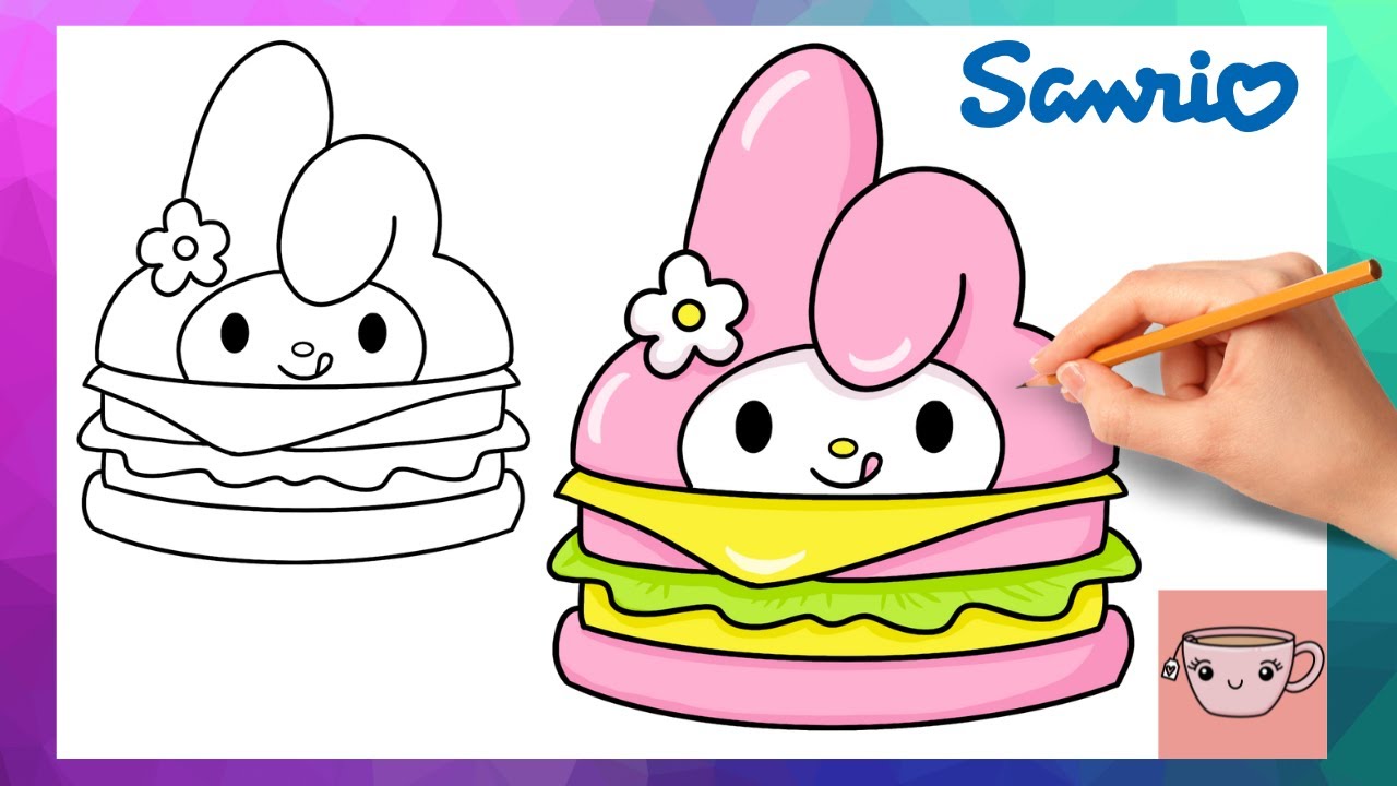 How To Draw My Melody Burger 🍔 | Sanrio | Cute Easy Drawing Tutorial ...