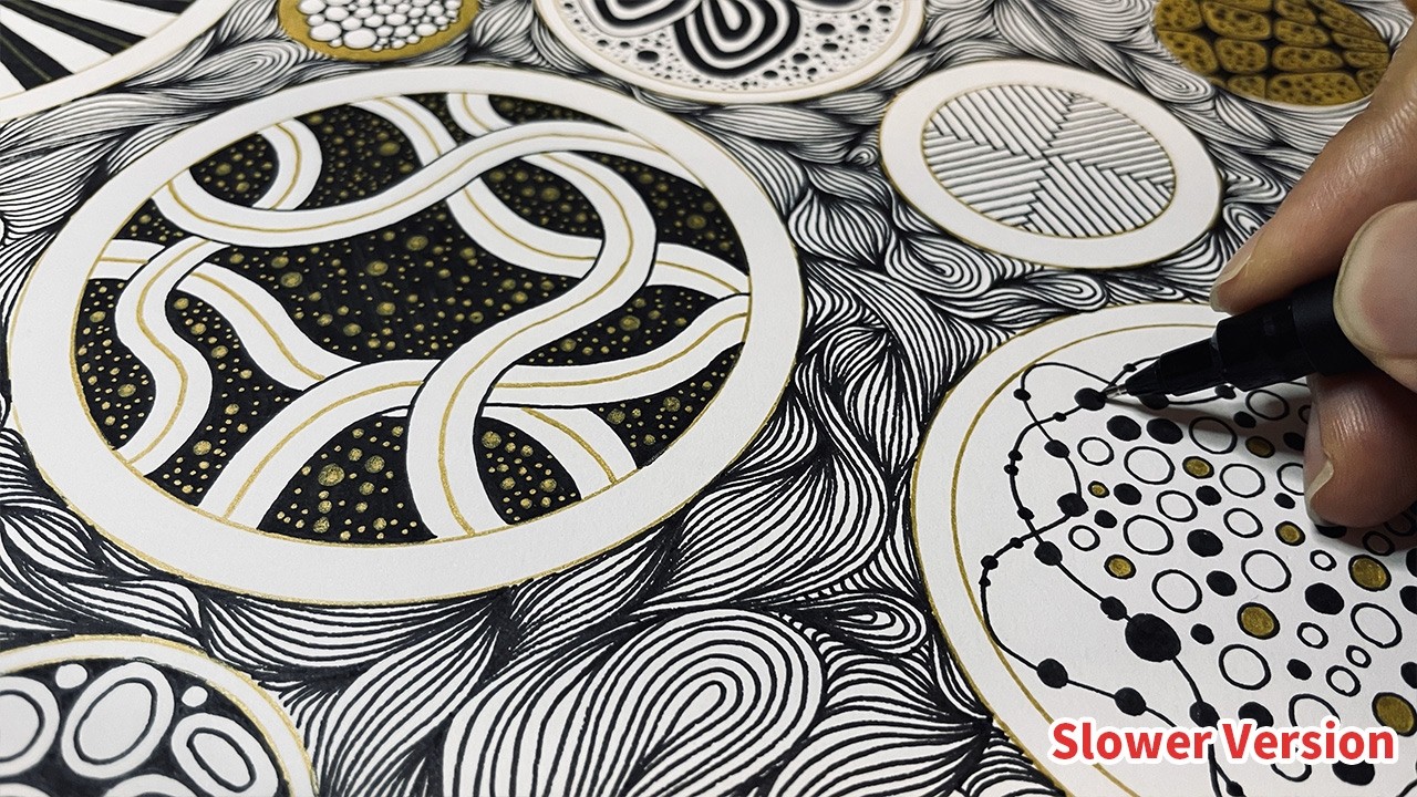 Easy Zentangle Art for Beginners step by step | Golden and Black ...