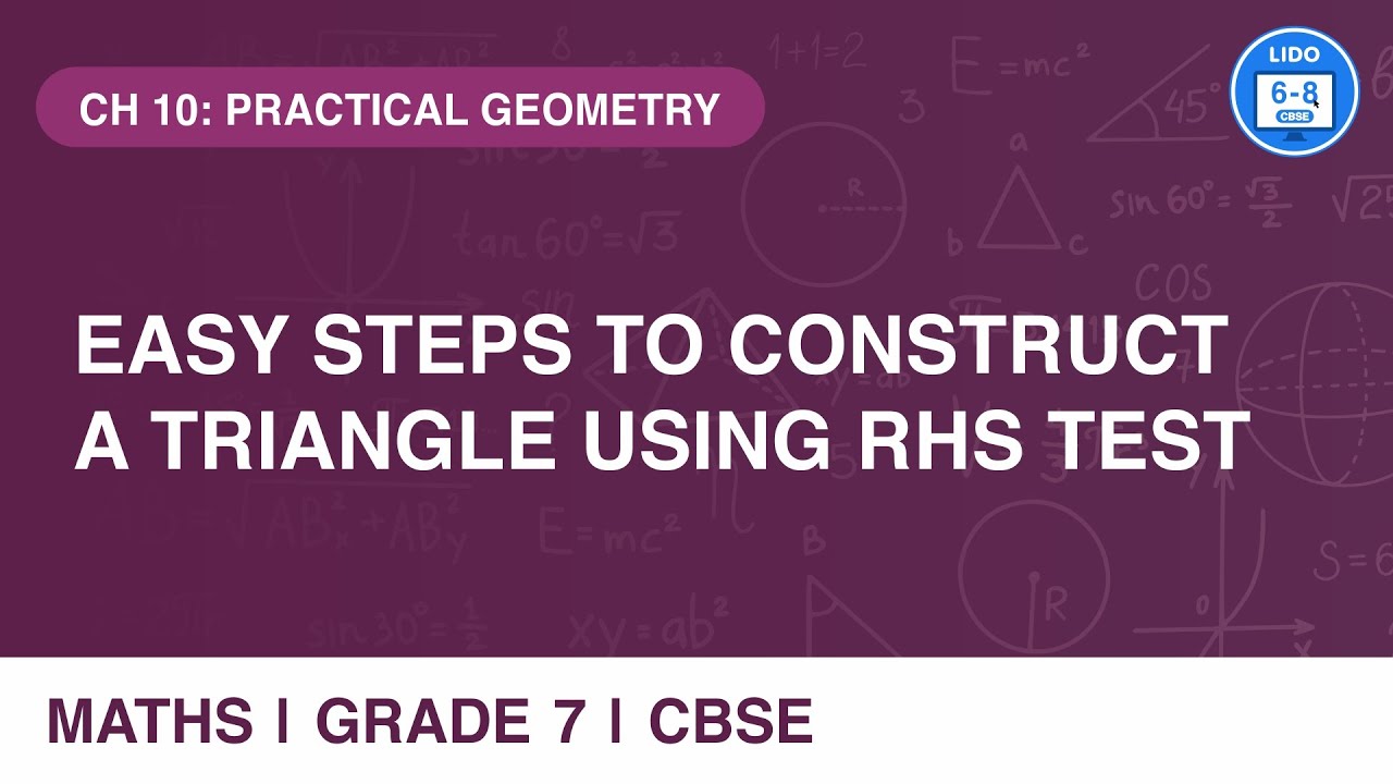 Construction of a triangle using RHS test | Practical Geometry | Class ...