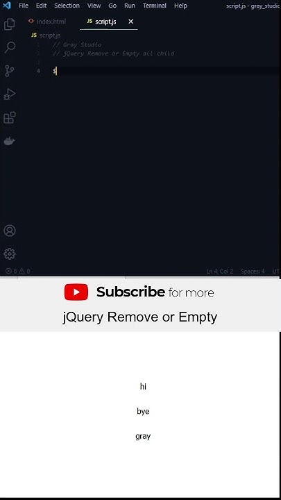Jquery remove or empty #jquery #javascript #Shorts - YouTube