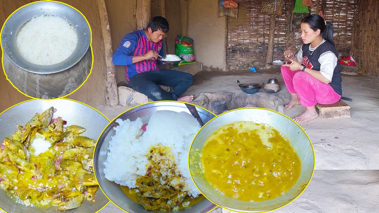 Mr Nati brought fish for pregnant wife || Local fish curry & rice in ...