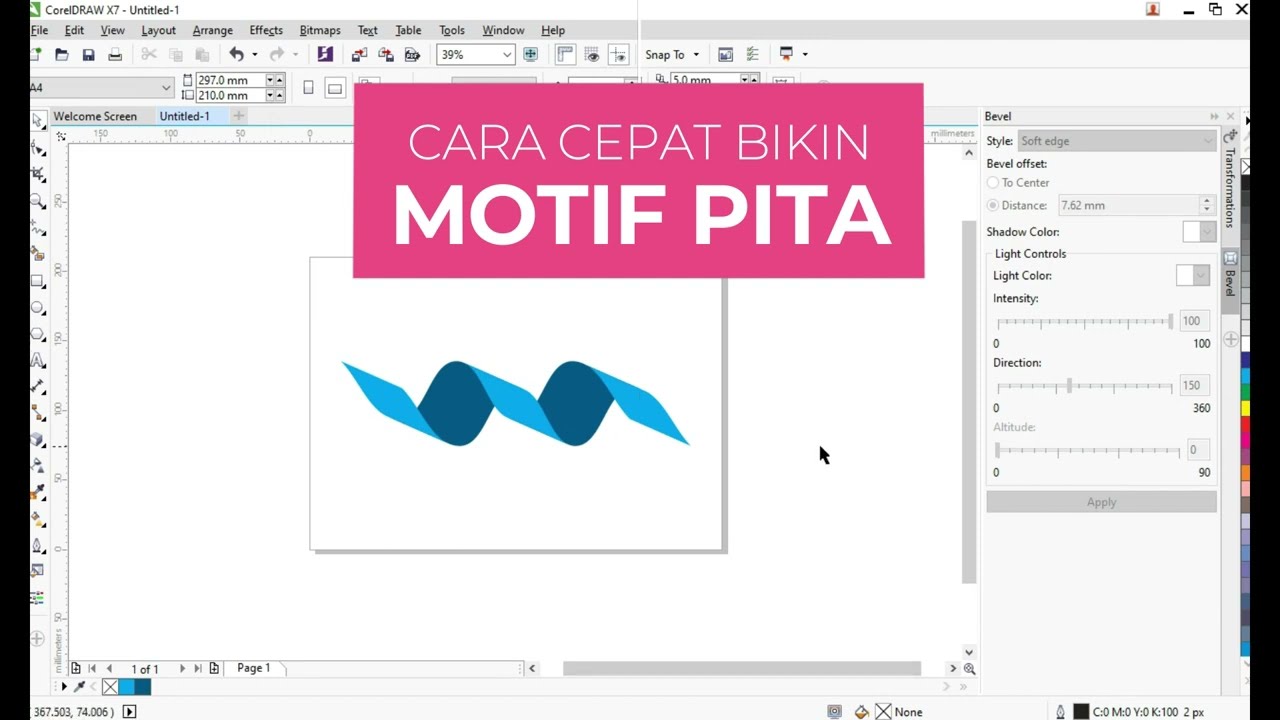 CARA CEPAT BIKIN MOTIF PITA DI COREL DRAW - YouTube