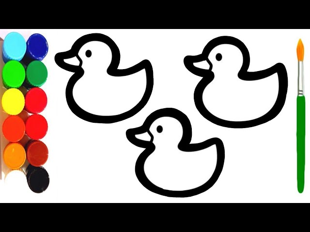 Contour Drawing Of Three Ducks In A Row