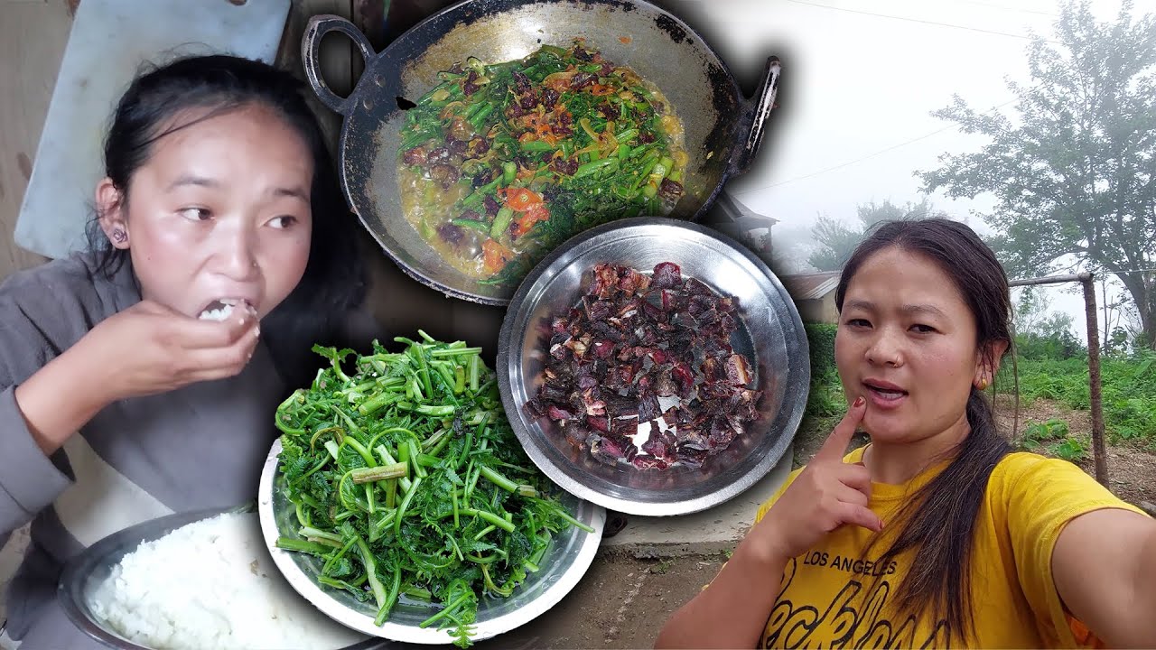 Buff Dry Meat with Fiddlehead #Niguro Recipe cooking & eating ...