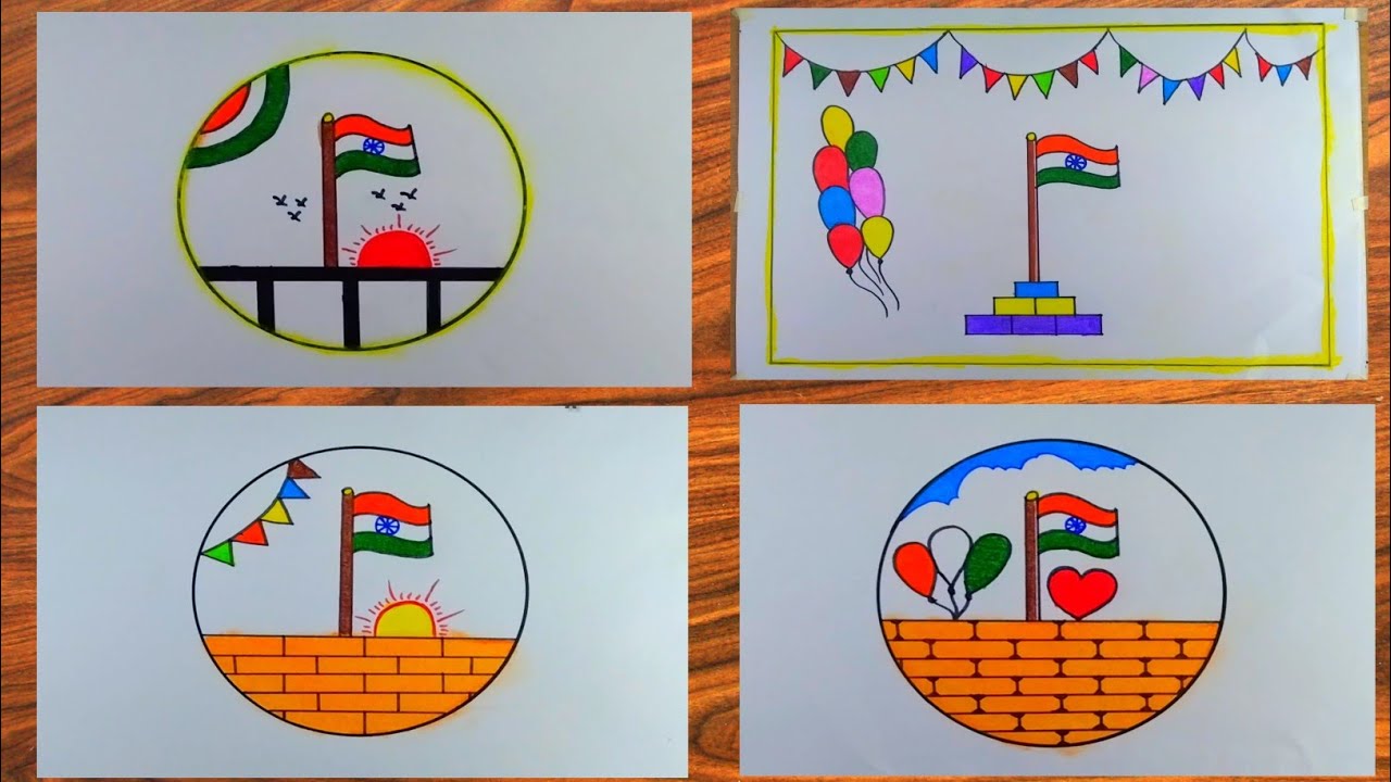 4 India Flag Drawing || Very Easy Indian Flag Drawing || How to Draw ...