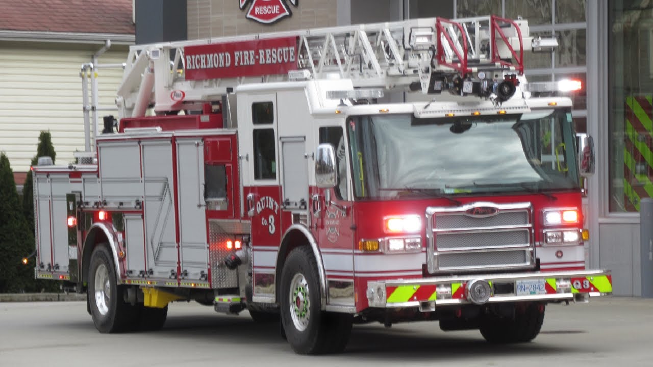 Richmond (BC) Fire NEW Quint & OLD Engine Responding 列治文全新消防雲梯車緊急出動 ...