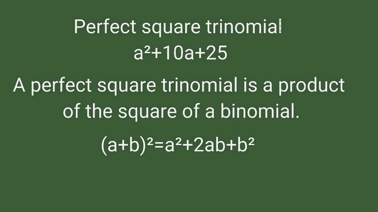 What Is A Perfect Square Trinomial How To Factor It YouTube What Is A Perfect Square Trinomial How To Factor It YouTube