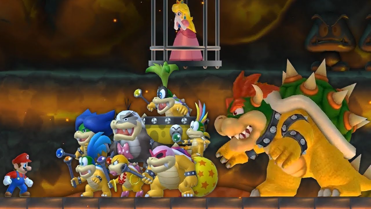New Super Mario Bros Wii - Mario vs All Koopalings - YouTube