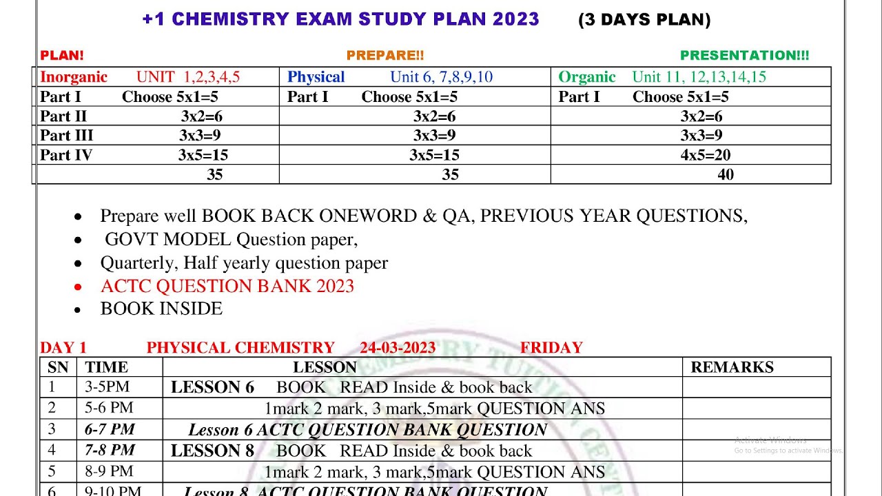 11th Chemistry Public Exam Study Plan | 11th Chemistry Public Exam 3 ...