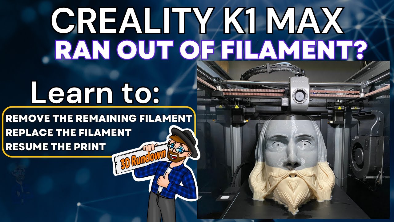 Creality K1 MAX ran out of Filament? How to: Remove, Replace, RESUME ...