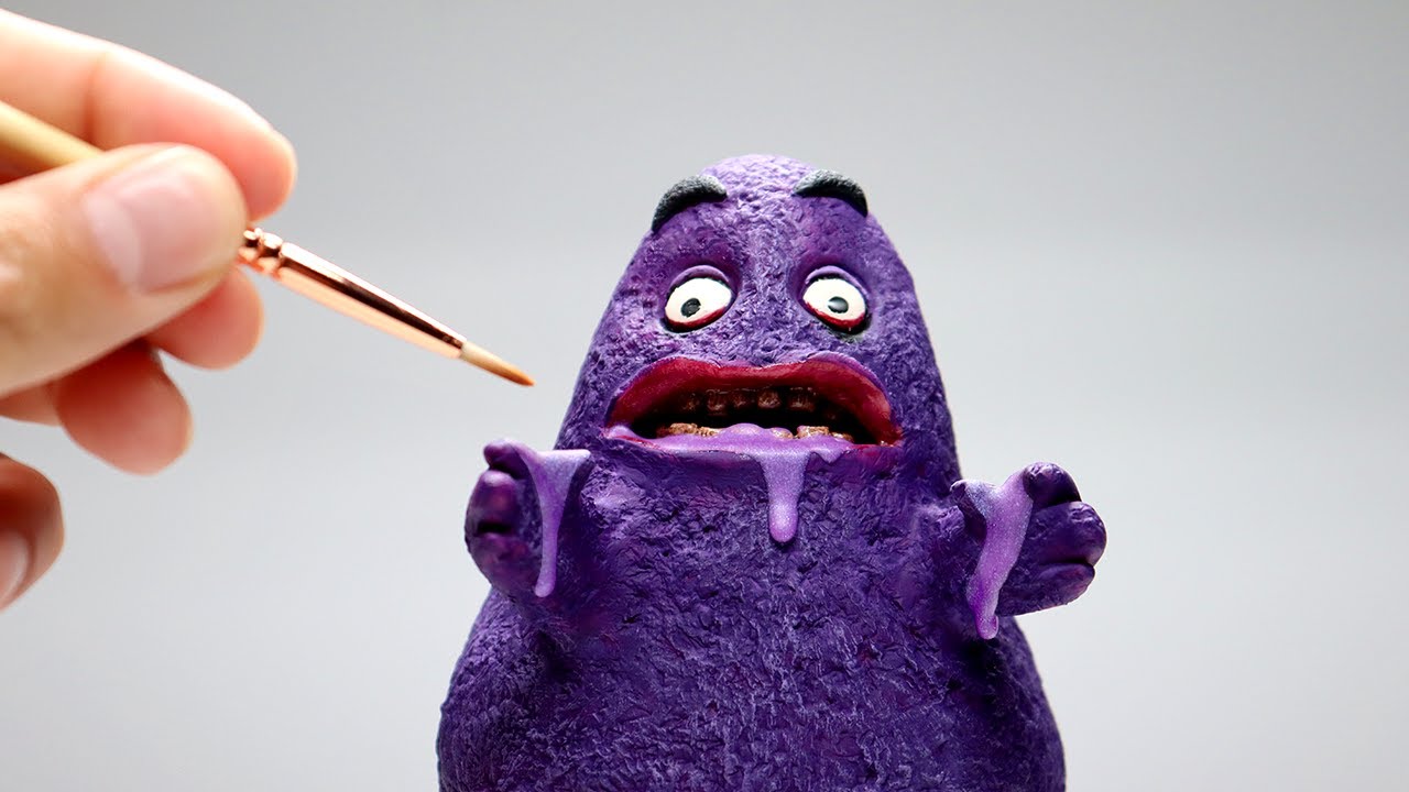 I Made EVIL GRIMACE - Polymer Clay Tutorial - Grimace Shake - YouTube