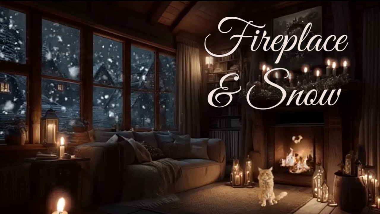 Fireplace and Soft Snow Ambience | Crackling Fireplace Sounds ...