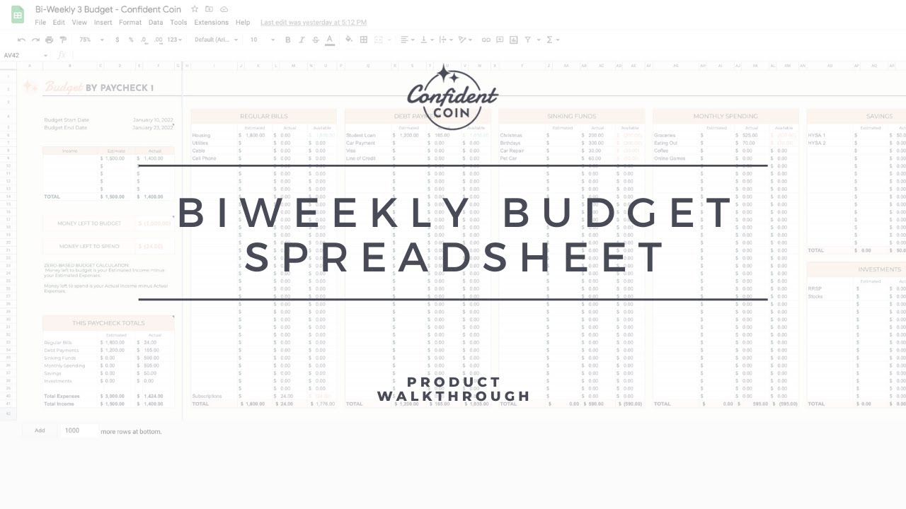 Digital Monthly Bi-weekly Budget with 3 budgets: Spreadsheet in Google ...