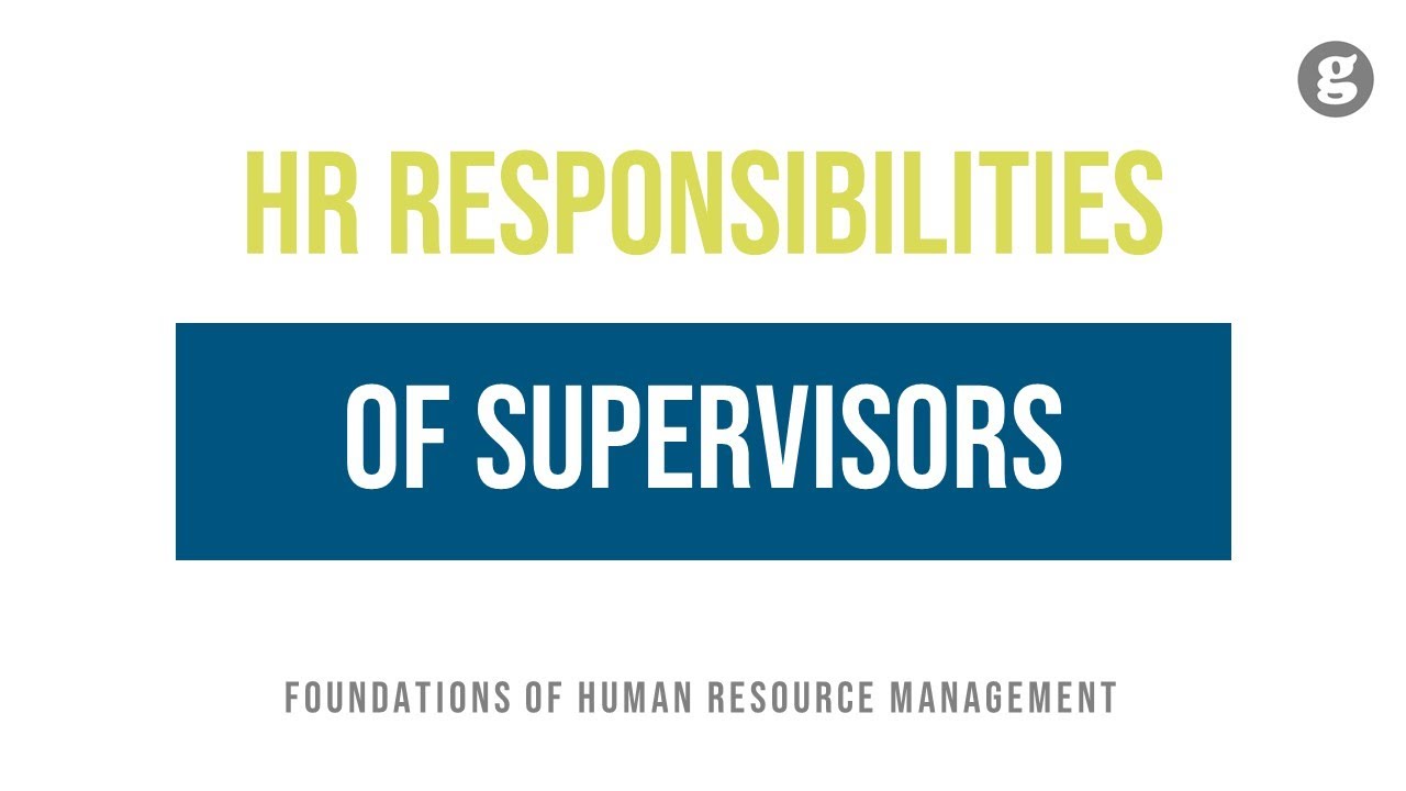 HR Responsibilities of Supervisors - YouTube