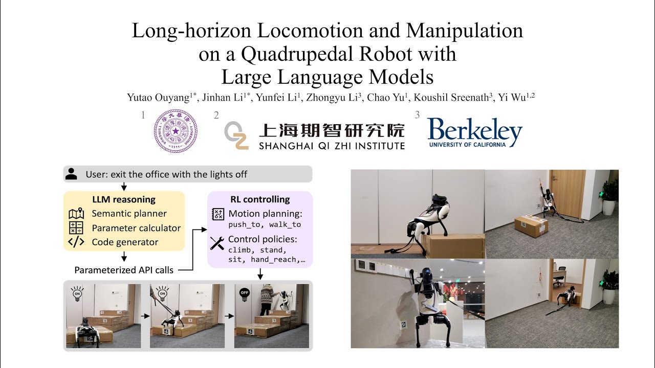 Long-horizon Locomotion and Manipulation on a Quadrupedal Robot with Large Language Models - YouTube