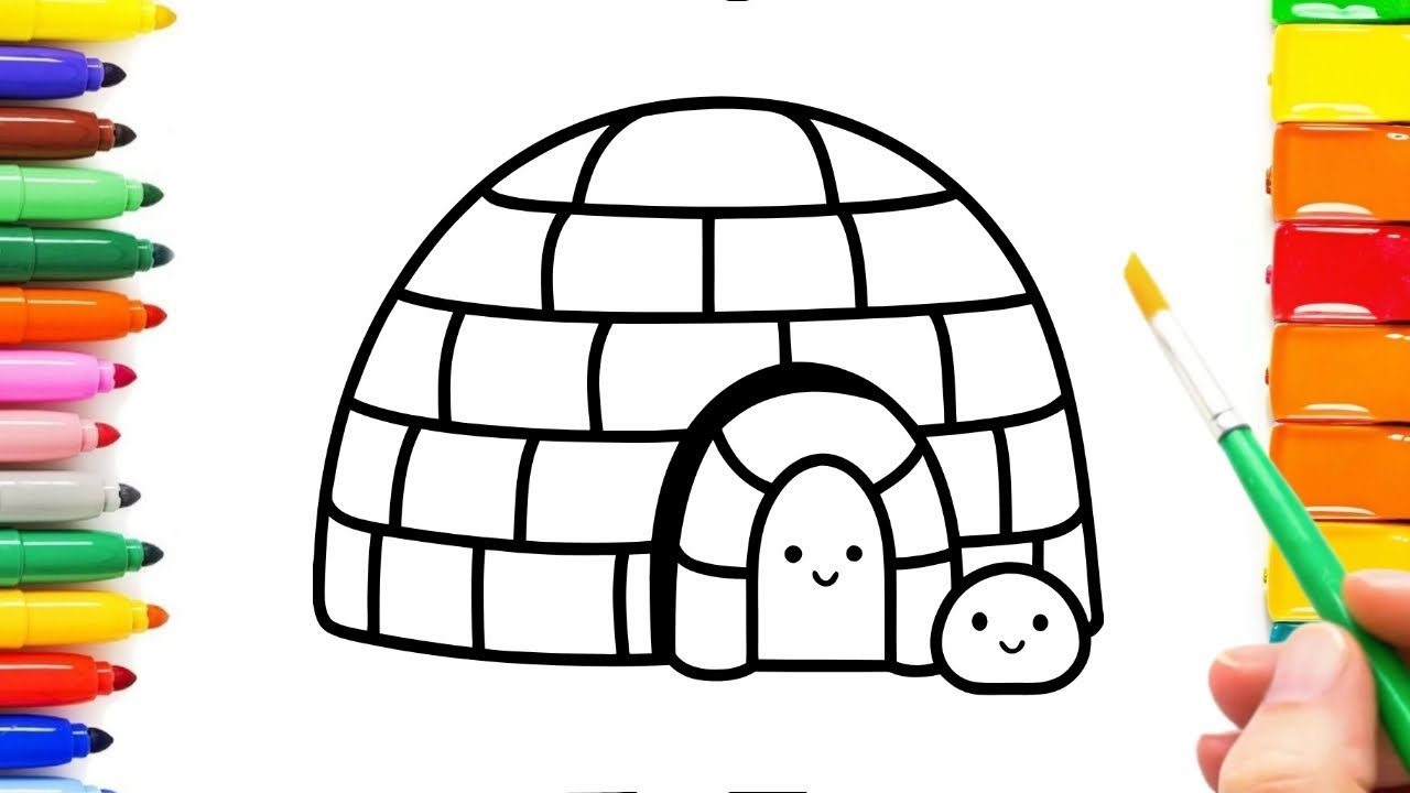 Easy Igloo drawing tutorial 🔵🟡🔴 How to draw igloo 🌈 Easy drawings - YouTube