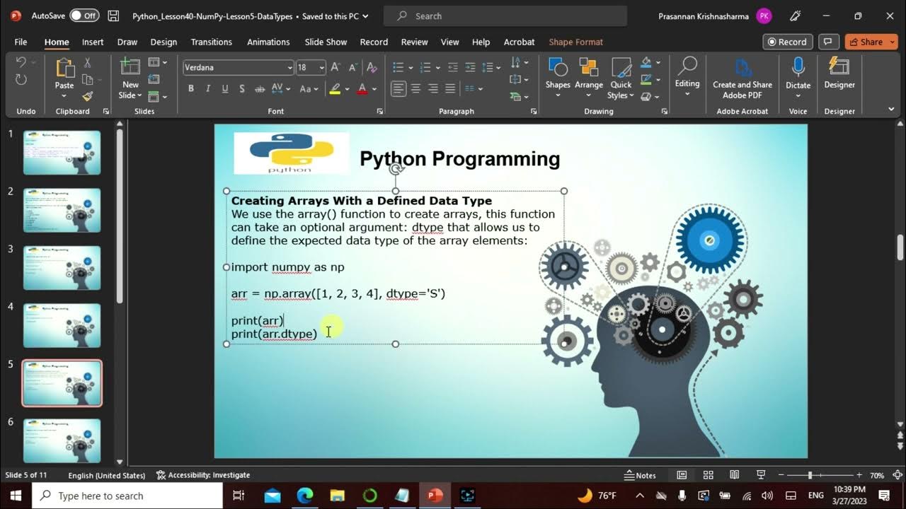 Python L42 in Tamil, This video explains NumPy Lesson5,Non Tech People can understand well ...